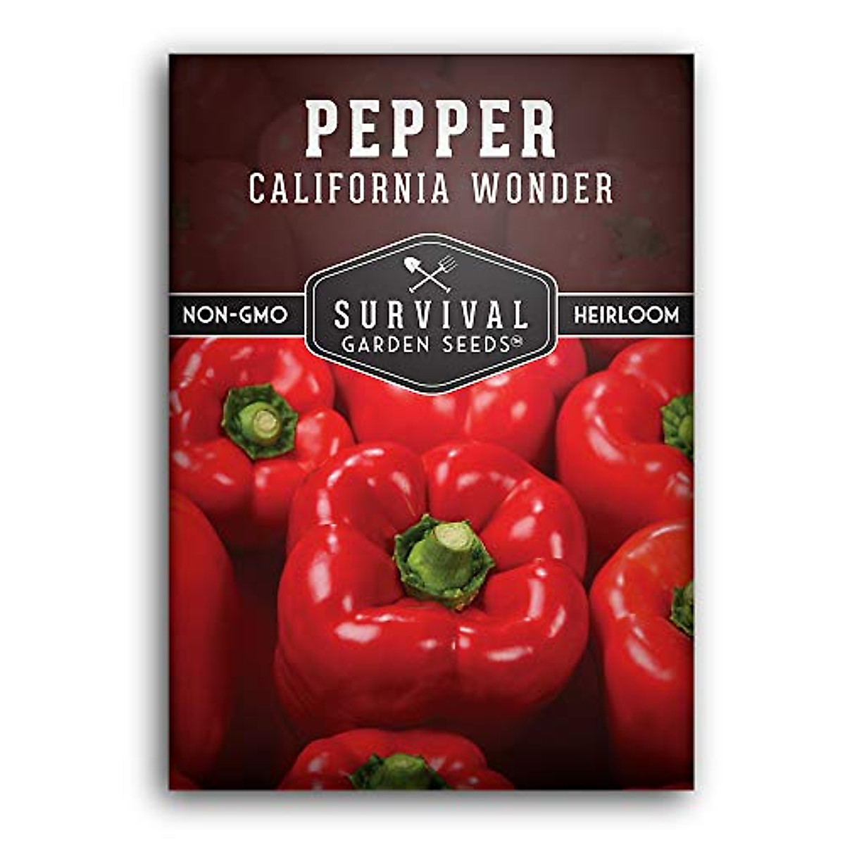Survival Garden Seeds - California Wonder Pepper Seed for Planting - Packet with Instructions to Plant and Grow Sweet Red Bell Peppers in Your Home Vegetable Garden - Non-GMO Heirloom Variety