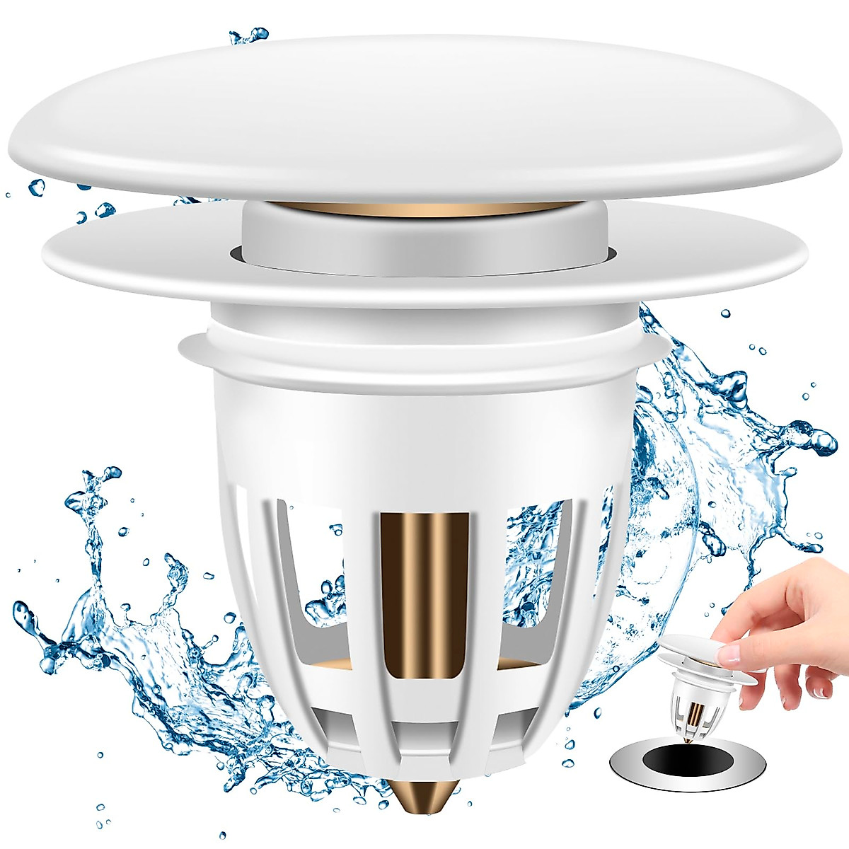 Sink Drain Strainer, ZMyHeart Drain Hair Catcher, Bathroom Universal Basin Sink Drain Stopper, Anti-Clogging, Bathtub Sink Stopper for 1.04~1.97 inch Drain Hole (Satellite Type)