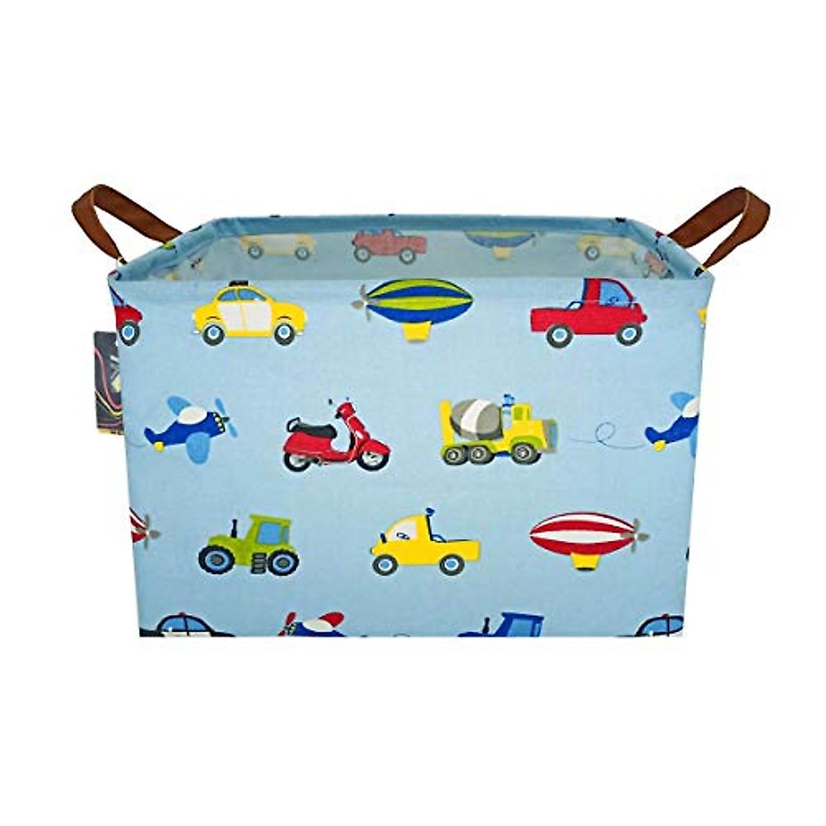 HKEC Rectangle Kids Toys Storage Baskets with Handles, Collapsible Car Storage Box for Playroom,Waterproof Cute Books Organization,Shelf Baskets,Baby Basket(Car)