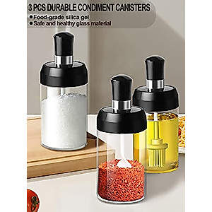 COCOMK Condiment Container Seasoning Box Set of 3,Spice Jars Spoon Salt Sugar Storage Pots (3)