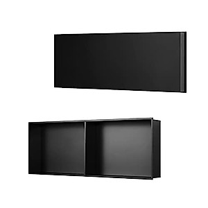 Sunrosa 12 X 36 Inch Shower Niche, Black Wall Niche Stainless Steel Wall Niche NO Tile Needed Recessed Niche Shower for Bathroom Storage, 1 Dividers