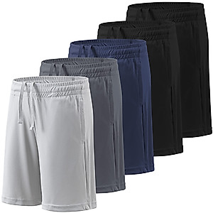 BALENNZ Boy's Athletic Shorts Kids Youth Quick Dry Active Performance Basketball Shorts with Pockets Elastic Waistband Medium