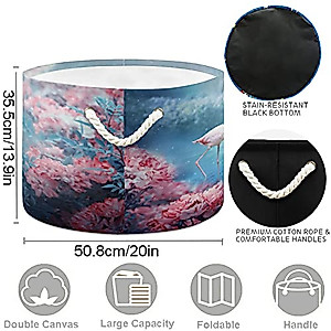 visesunny Flamingo Couple Standing in Lake Pink Rose Laundry Baskets Fabric Storage Bin Storage Box Collapsible Storage Basket Toy Clothes Shelves Basket for Bathroom,Bedroom,Nursery,Closet,Office