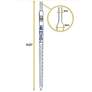 EISCO Serological Pipette, 25ml - Class B, Tolerance ±0.200ml - Blue Graduations - Color Code, White - Calibrated for Delivery to Jet - Borosilicate Glass