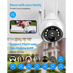 ANWIKE Solar Security Camera Outdoor Full 360°Coverage - Double Solar Panel Pan Tilt Zoom Wireless Security Camera with floodlights Color Night Vision, WiFi Camera 2-Way Audio IP66 Waterproof