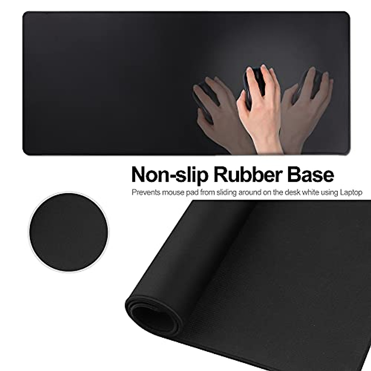 Large Gaming Mouse Pad (900x400x0.3MM), BviFioX Extended Large Mouse Pad with Premium Textured Cloth, Non-Slip Rubber Base (Black-6030)