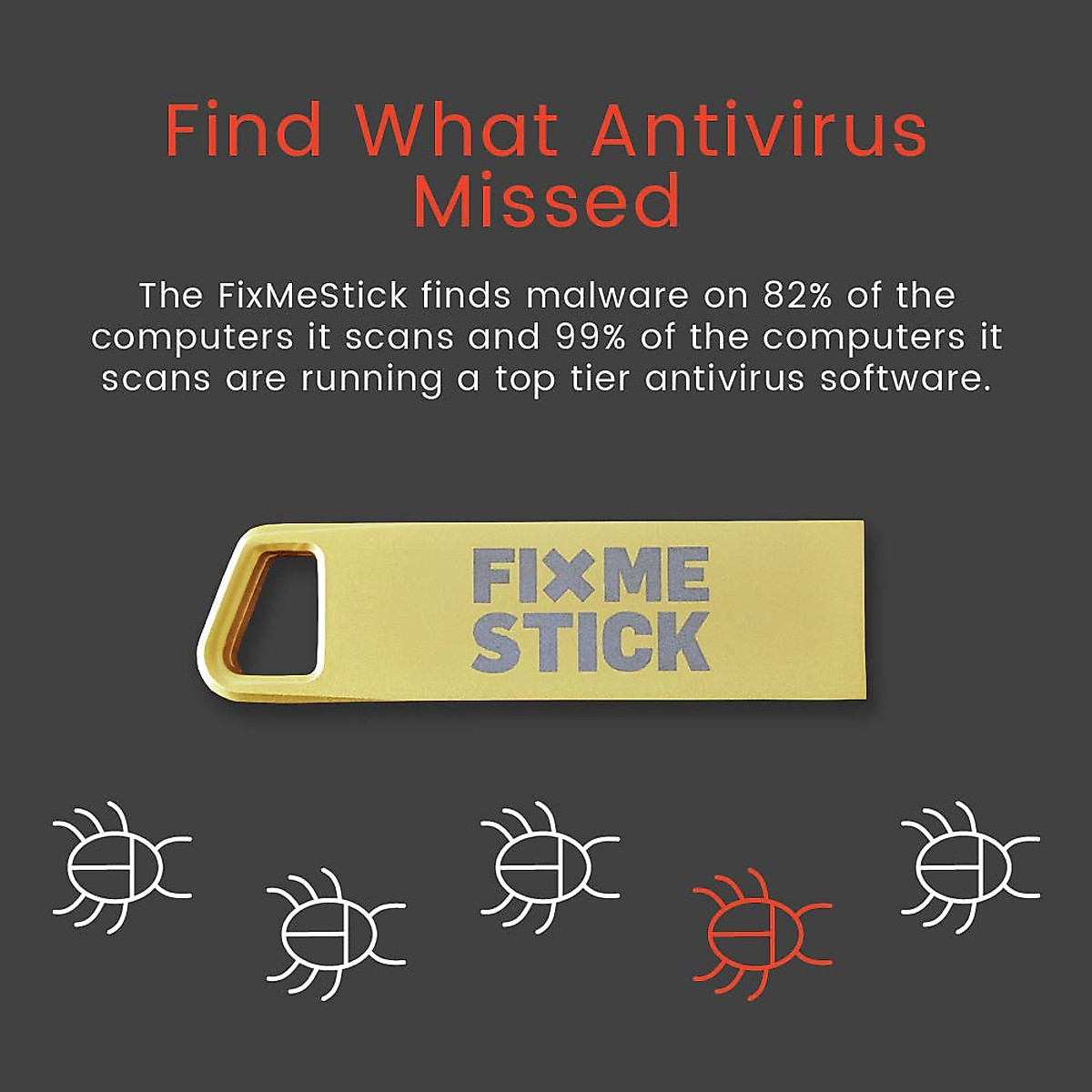 FixMeStick Gold Computer Virus Removal Stick for Windows PCs - Unlimited Use on Up to 5 Laptops or Desktops for 2 Years - Works with Your Antivirus