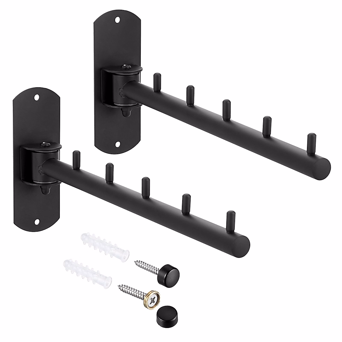 Sumnacon Clothes Rack,2Pcs Stainless Steel Clothes Hanger,Wall Mounted Clothes Rack,Wall Mounted Drying Rack with Swing Arm,Wall Clothes Hanger for Bathroom Laundry Room Closet,Black