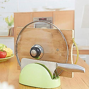 Revoshop Hot Stainless Steel Pan Pot Cover Lid Rack Stand Spoon Holder Stove Organizer Home Storage Soup Spoon Rests Kitchen Tools - Pink