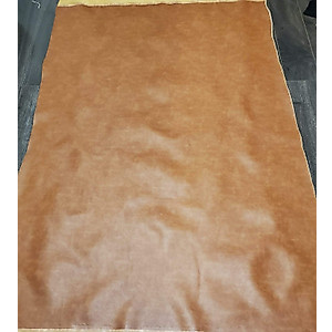 NAT Leathers | British Tan Two Tone Soft Faux Leather Upholstery Fabric (Peta Approved Vegan) | Synthetic PU Pleather 0.9mm Cut by The Yard | Mid Brown 1 Yard (36"x54")