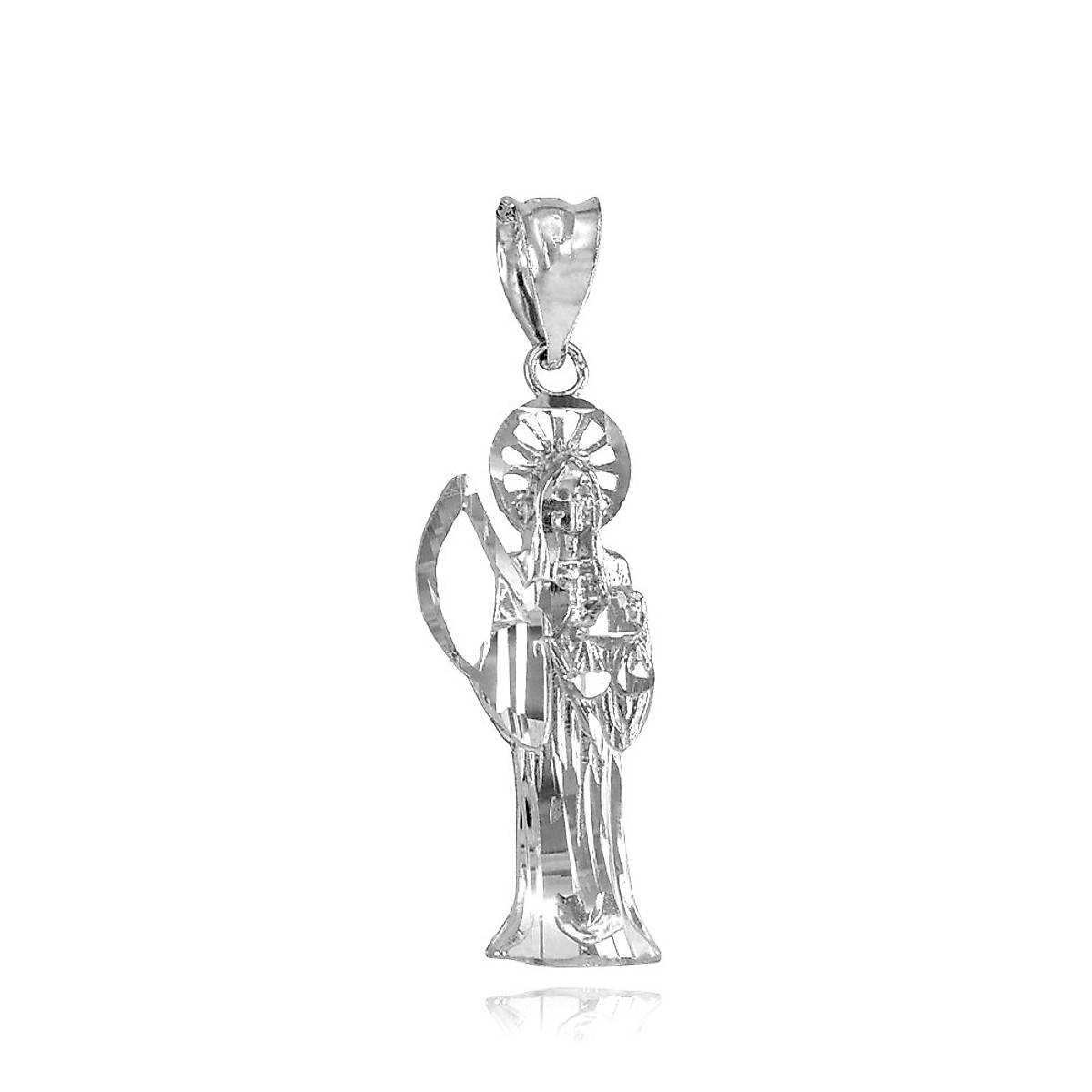 .925 Sterling Silver Nuestra Señora de la Santa Muerte Our Lady of the Holy Death Catholic Pendant - Pendant Only