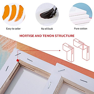 Skyouths Canvases for Painting, 40x30,30x20, 20x15, 8 Set Stretched White Canvas with Petal Paint Tray Palettes & Tape, Artist Canvases Frame Board Panels, Cotton Canvas for Oil, Acrylic, Watercolor