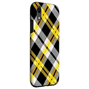 iPhone XR Yellow Black Tartan Plaid Pattern 80s Design Case