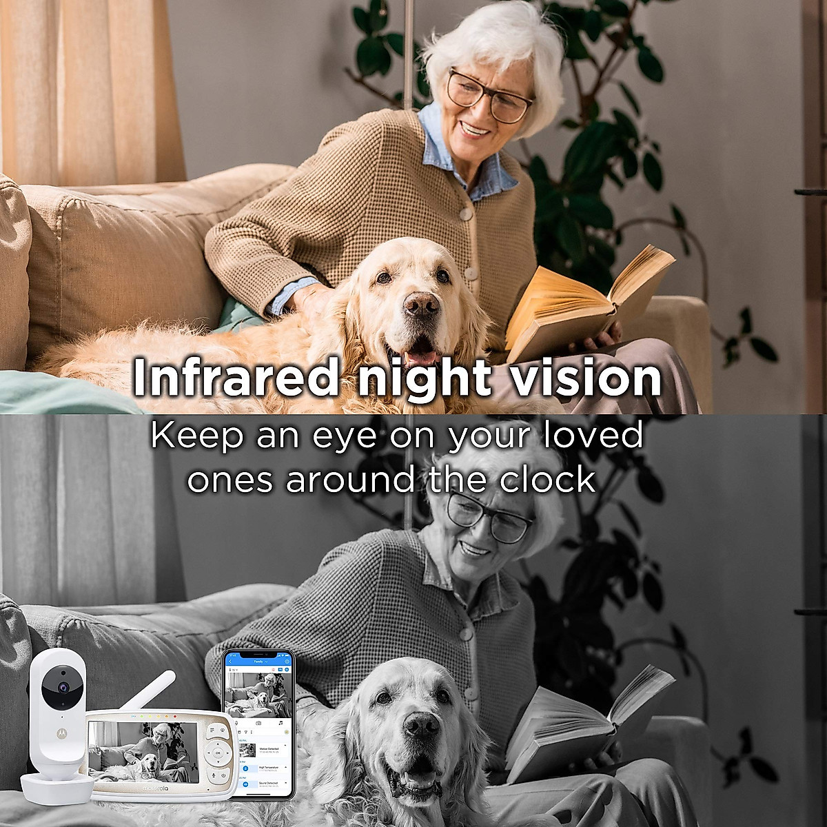 Motorola Connect20-2 Video Baby Monitor with Two Cameras – 4.3" Parent Unit and Wi-Fi Viewing for Baby, Elderly, Pet - 2-Way Audio, Night Vision, Temperature Sensor, Digital Zoom