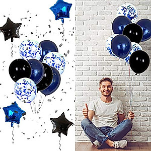 18th Birthday Decorations for Boys and Girls Dark Blue, HAPPY BIRTHDAY Banner Silver Number 18 Balloons, Deep Blue Theme Party for Him - 18 Years Old Birthday Party Supplies Kit for Her
