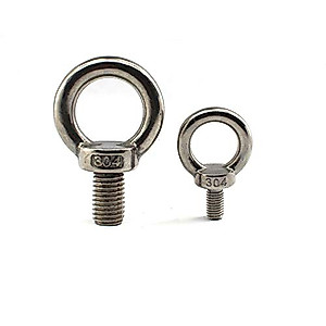 304 Stainless Steel M10 Lifting Rigging Eyebolt Ring Shaped with Standard Length of Thread Pack of 6 pcs