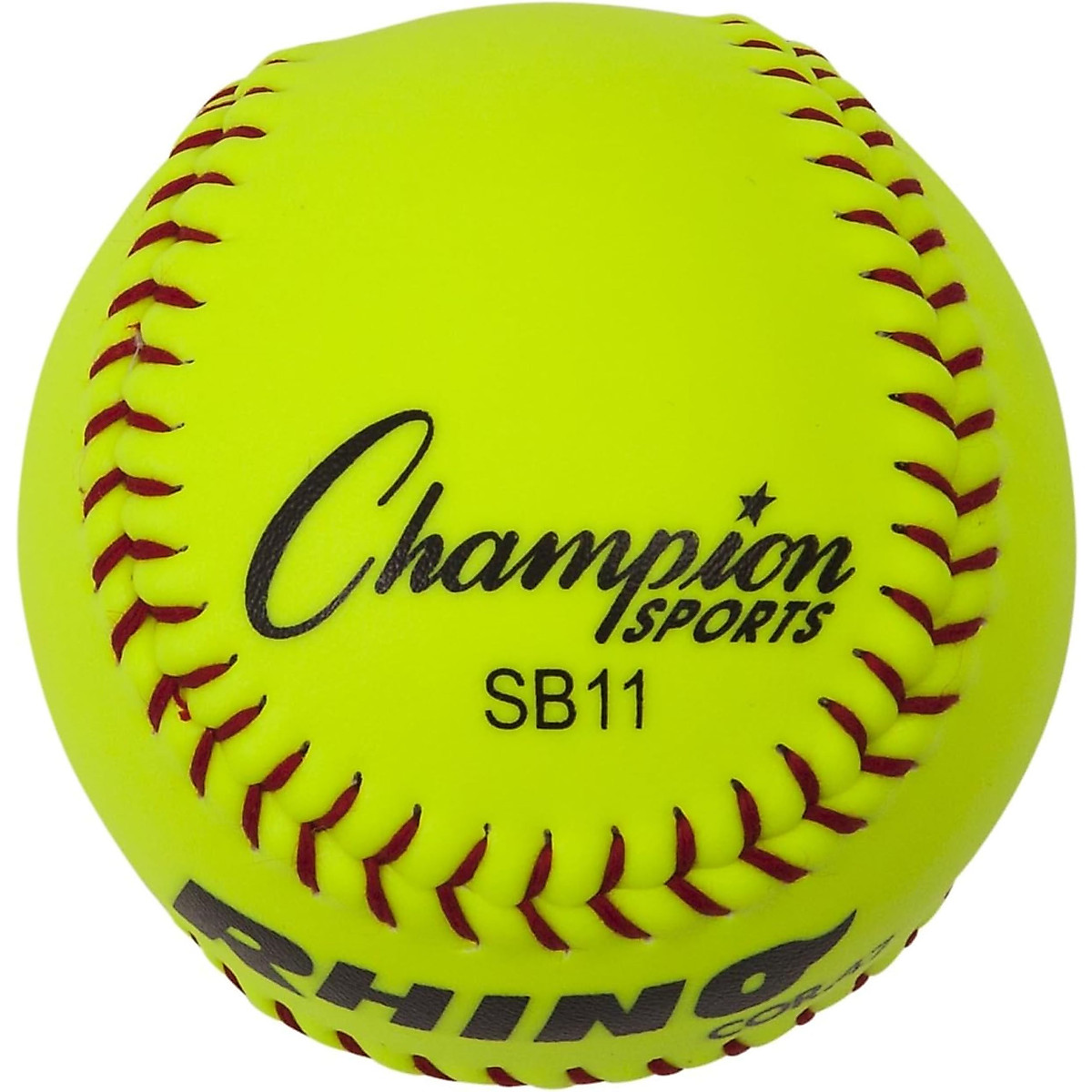 Champion Sports 11" Syntex Leather Cover Softballs - Cork Core - Medium Compression - NFHS Approved - Raised Seams - Optic Yellow - Pack of 12