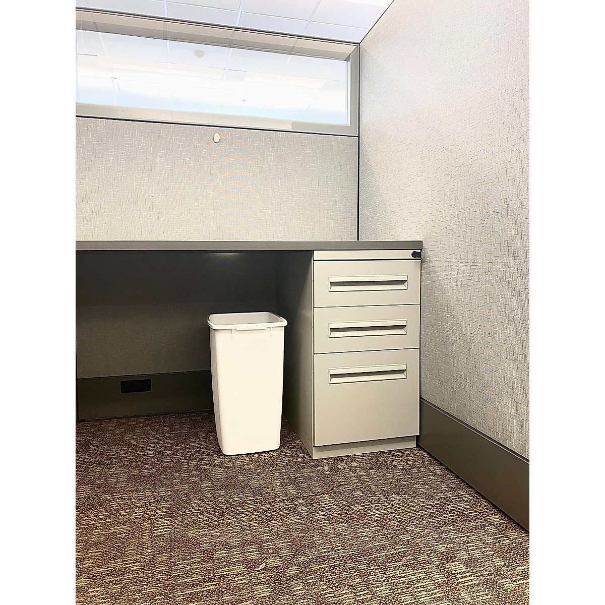 RHP2806TPWHI Open-Top Wastebasket, Rectangular, Plastic, 9 gal, White