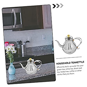 Mikinona 1pc Kettle Gooseneck Teapot Stovetop Whistling Portable Induction Cook Top Espresso Coffee Maker Machine Portable Coffee Maker Portable Espresso Coffee Pot Stainless Steel