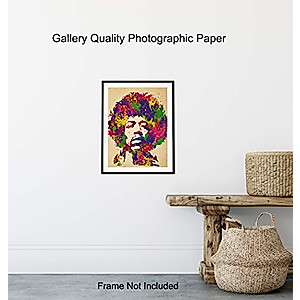 Jimi Hendrix Poster - 8x10 Psychedelic Experience Wall Art Decor for Men, Boys Bedroom, Living Room, Music Studio - Gift for Guitarist, Musician, Woodstock, Purple Haze, 60's Music Fan - UNFRAMED