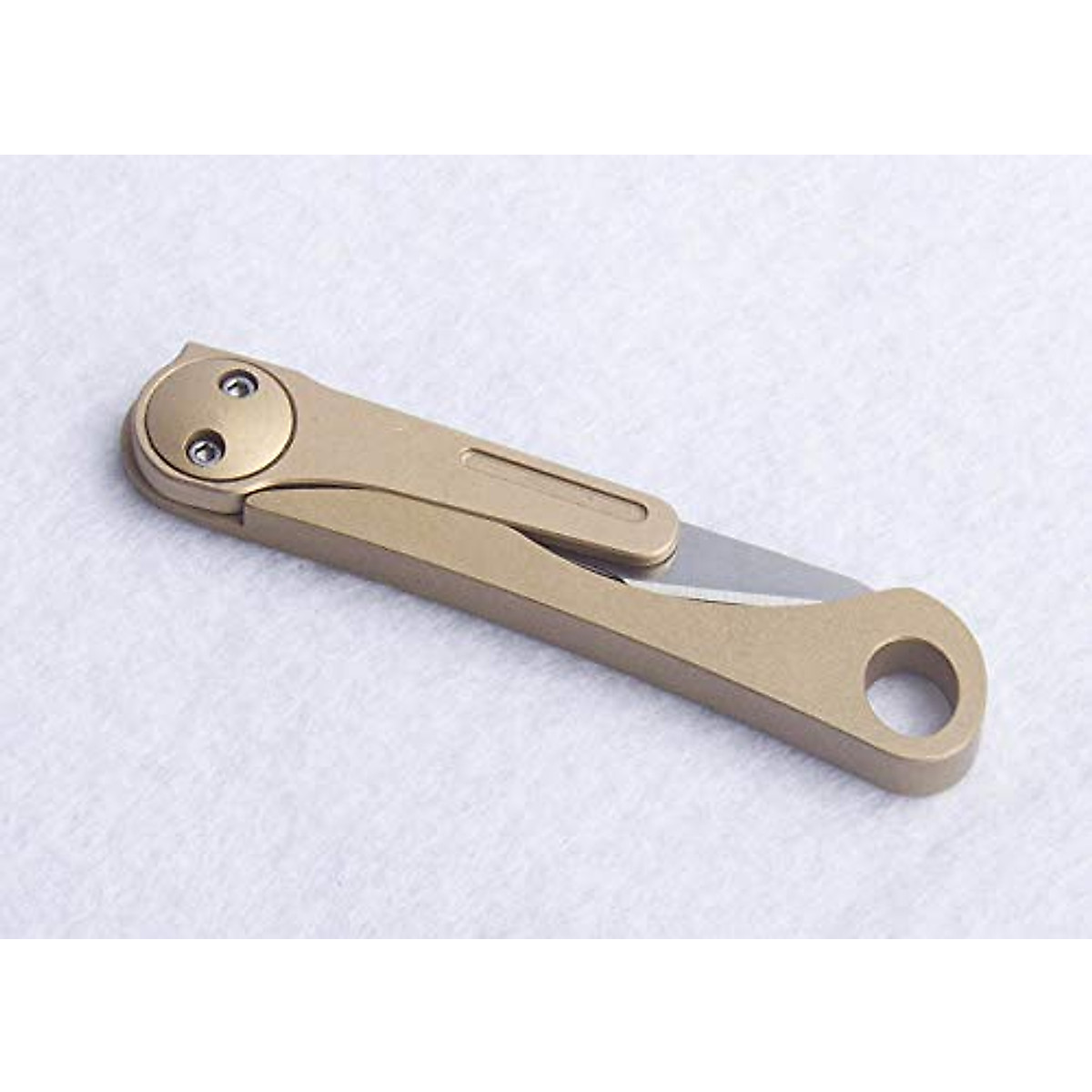 ILEAF Brass Daily Mini Pocket Folding Utility Knife with Key Ring and 10 Replaceable Quick Change Blades, Ultra Compact and Lightweight