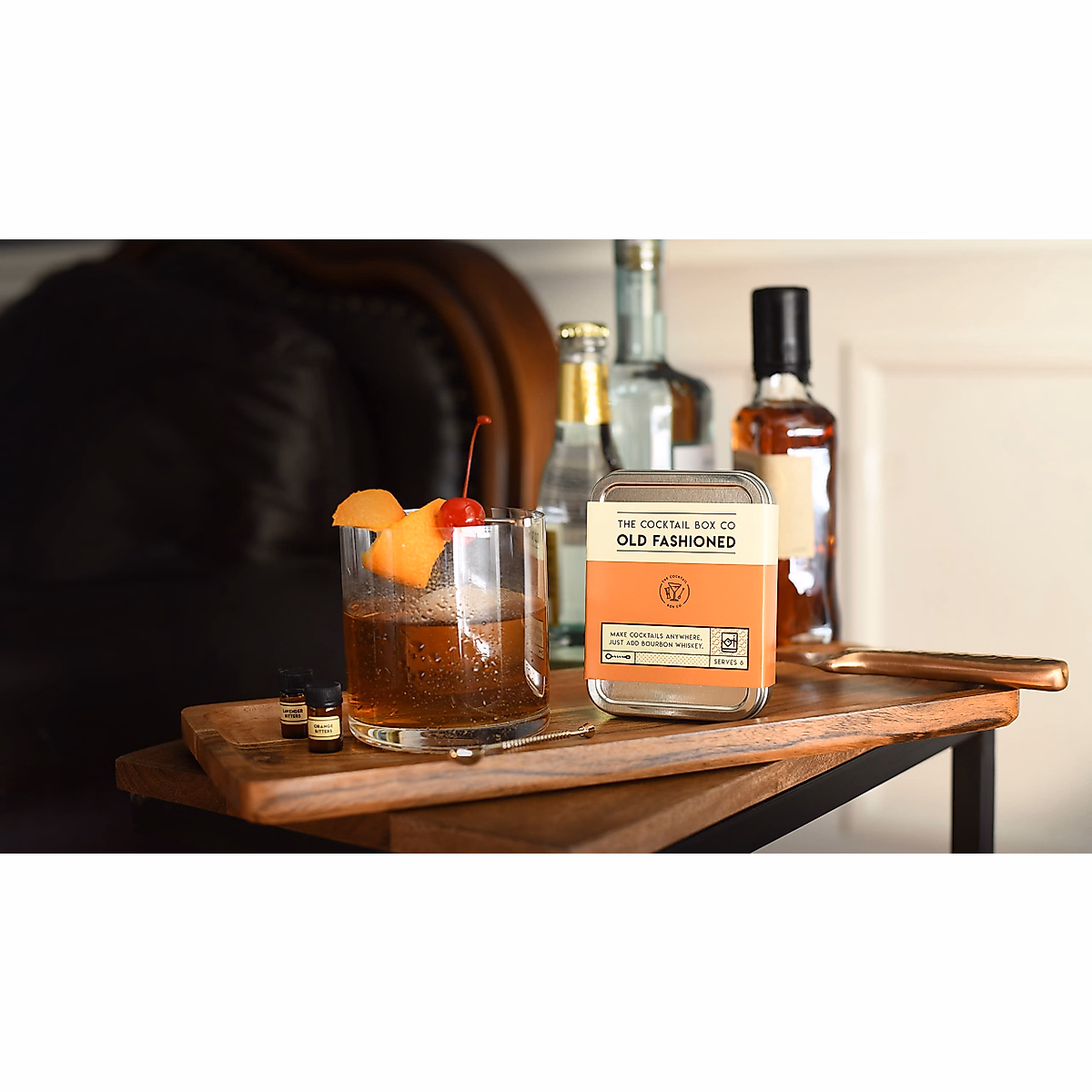 Cocktail Making Kit (4 Piece Gift Set) - Moscow Mule Kit, Gin and Tonic Kit, Champagne Cocktail, Old Fashioned Mix with Bitters for Cocktails with Recipes