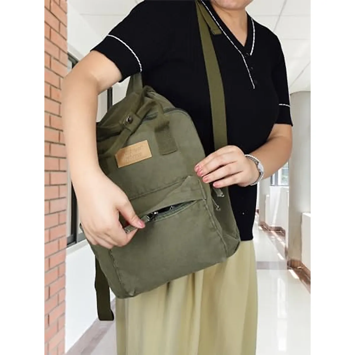 TeeYee Canvas Backpack Women Retro Large Capacity Backpack Casual Versatile Backpack BAG157green