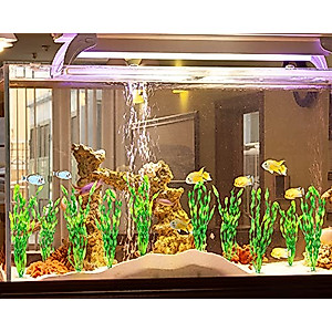 MyLifeUNIT Artificial Seaweed Water Plants for Aquarium, Plastic Fish Tank Plant Decorations 10 PCS (Green)