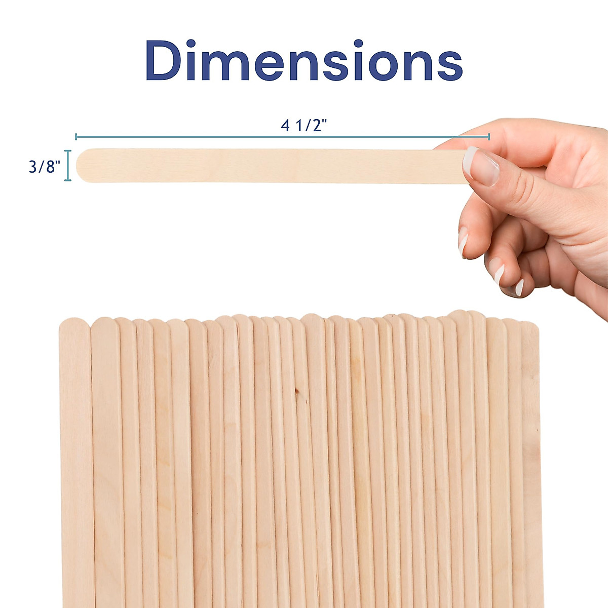 Dukal Small Wooden Wax Sticks - Body Hair Removal Applicator for Waxing, 3/8” x 4.5” (Pack of 100)