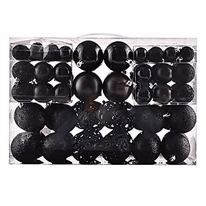 100ct Halloween Balls Tree Ornaments, Shatterproof Halloween Tree Decorations Set with Reusable Hand-held Gift Package for Holiday Halloween, Xmas Tree Decor (Black)
