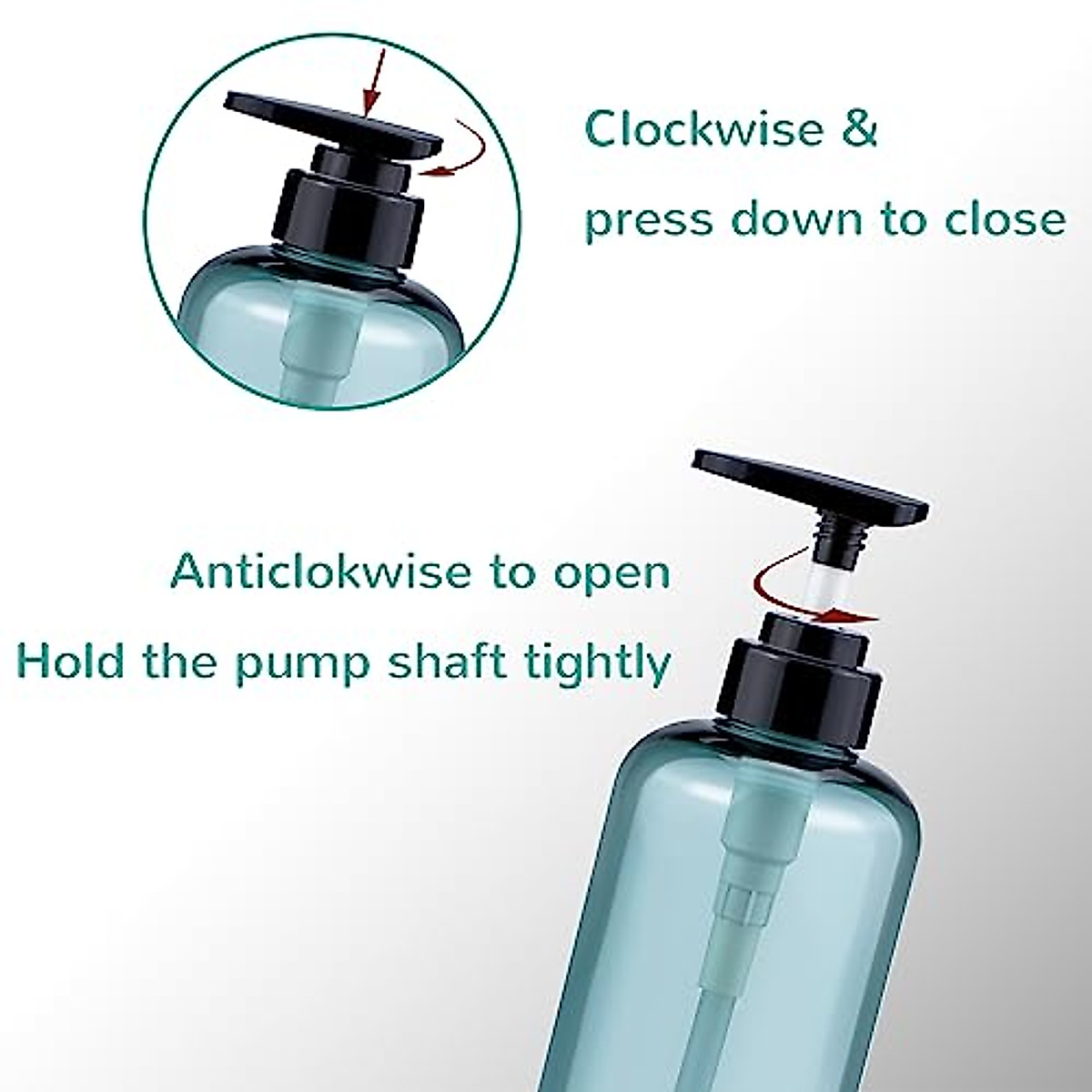 Kimqi Pump Bottles for Shampoo and Conditioner, Soap, and Lotion (2PCS 16 OZ and 2PCS 10 OZ, Blue)