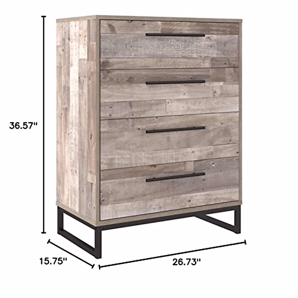 Signature Design by Ashley Neilsville Industrial 4 Drawer Chest of Drawers, Whitewash