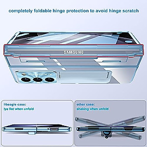 Libeagle Compatible with Samsung Galaxy Z Fold 5 Case, Innovative Hinge Protection, Detachable Fold 5 New Slim S Pen (2023) Slot, Non-Yellow Clear Back, Screen Protector, Stand Cover 5G 2023, Blue