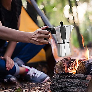 Xiaozan Stovetop Espresso Maker, 6 Cup Moka Pot, Classic Italian Style Espresso Pot, Easy to Operate & Quick Cleanup, Food Grade Aluminium, Silver