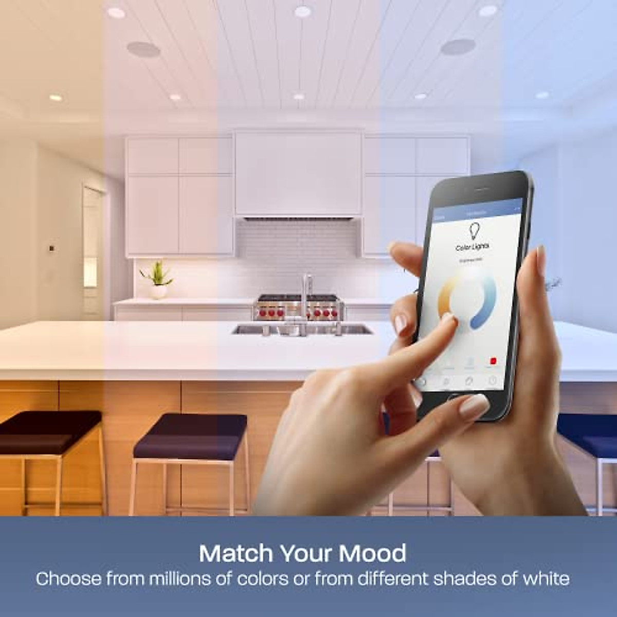 Feit Electric LEDR6XT/RGBW/CA/AG 6" 65 Watt Equivalent WiFi Color Changing, Tunable White, No Hub Required, Alexa or Google Assistant, No Hub Required LED Smart Canless Retrofit Recessed Downlight Kit