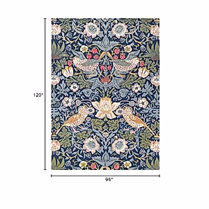 Restoration & Renovation Contemporary Strawberry Wool Area Rug – Handmade Garden-Inspired Floral & Botanical Carpet | Thick, Durable Design, Perfect for Living Room & Bedroom (Navy, 8' x 10')