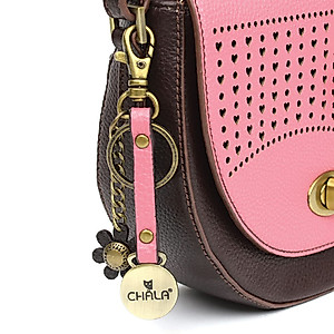 Chala Half Moon Organizer Crossbody Cell Phone Purse-Women Faux Leather Multicolor Handbag with Adjustable Strap - Butterfly Pink