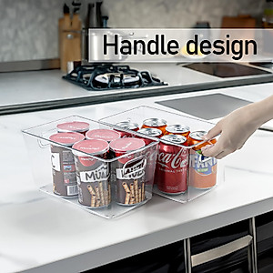 ZEXALOR 6pcs Plastic Storage Bin 2-Size Clear Storage Containers for Kitchen Pantry Organization and Storage Bins, Organizing Bins with Built in Handles, Cabinet Organizers, Clear