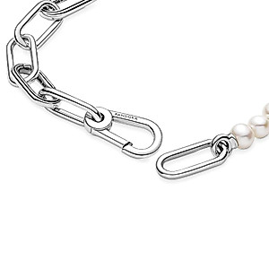 Pandora ME Sterling Silver Link Chain Bracelet With Freshwater Cultured Pearl For Medallion Charms, Size 17.5, No Box