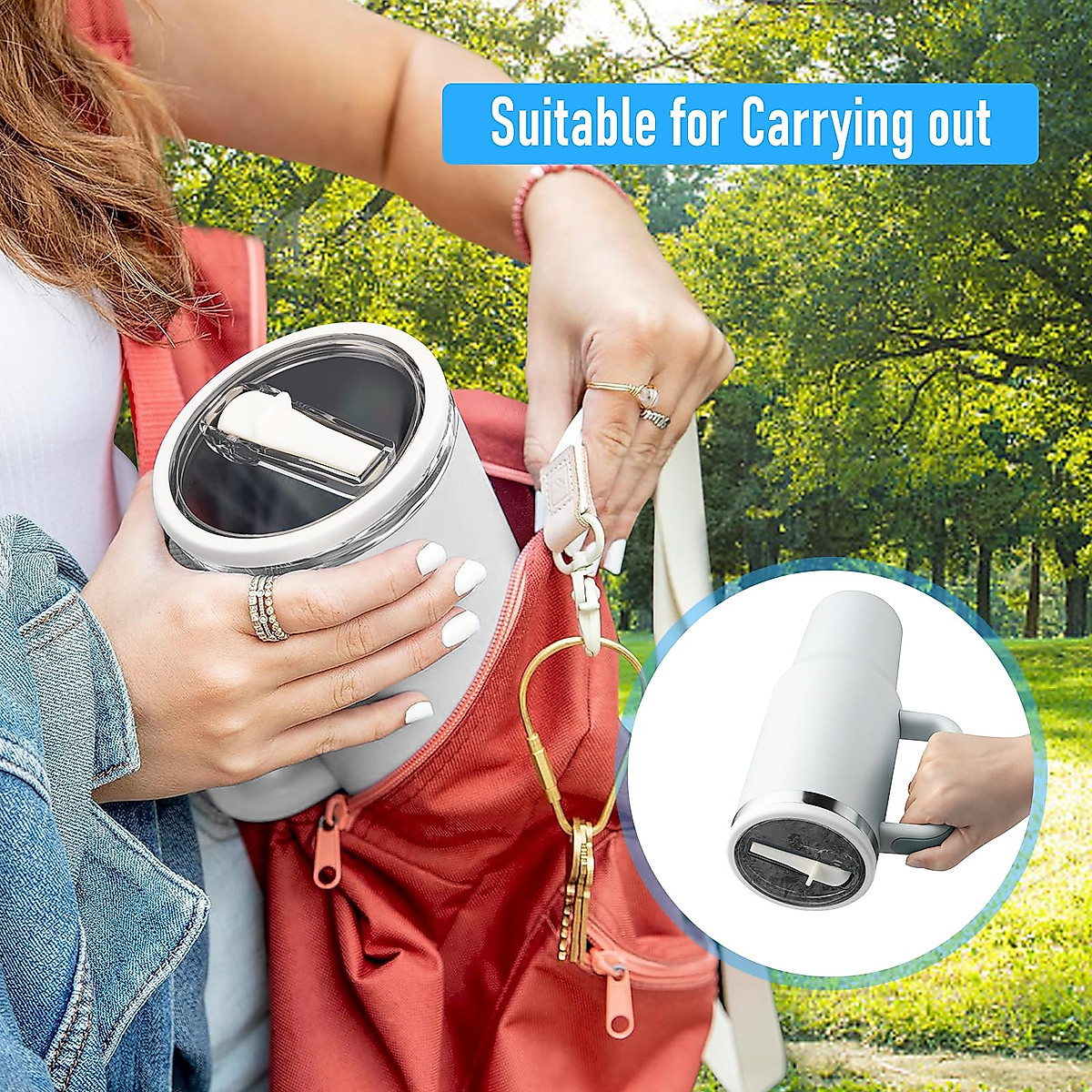 40 oz Tumbler Flip Straw Lid Replacement fit for Stanley Quencher, Spill Proof Tumbler Cover for Stanley Cup