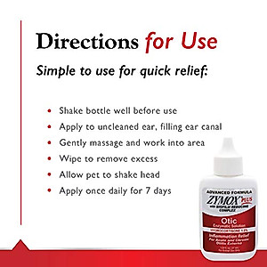 Zymox Advanced Formula Otic Plus Enzymatic Ear Solution for Dogs and Cats with 1% Hydrocortisone, 1.25oz