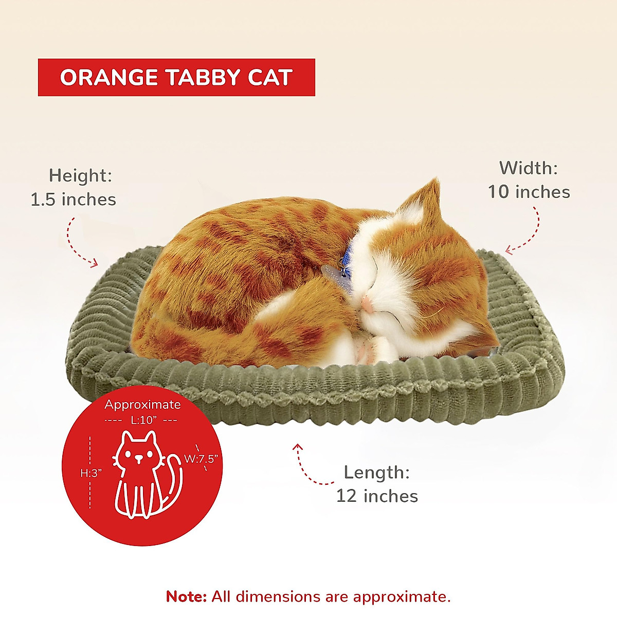 Perfect Petzzz - Original Petzzz Orange Tabby Cat, Realistic Lifelike Stuffed Interactive Pet Toy, Companion Pet with 100% Handcrafted Synthetic Fur