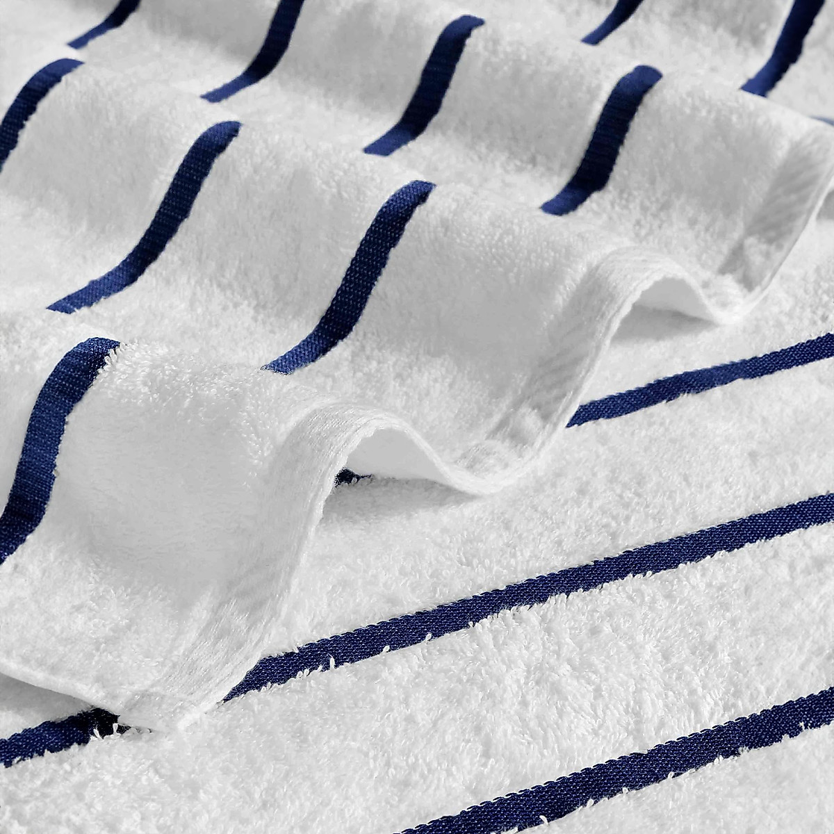 GT Globaltex Fine Linens 100% Turkish Cotton Premium Pool and Beach Towel Highly Absorbent Quick Dry Blue Striped 32" x 64" 500 GSM (1 Piece)