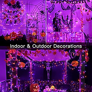 Ollny Halloween Lights Outdoor 240LED 80FT - Orange and Purple String Lights - 8 Modes IP44 Waterproof UL588 Timer Memory Plug in for Party Garden Yard Patio Tree Fence Indoor Halloween Decorations
