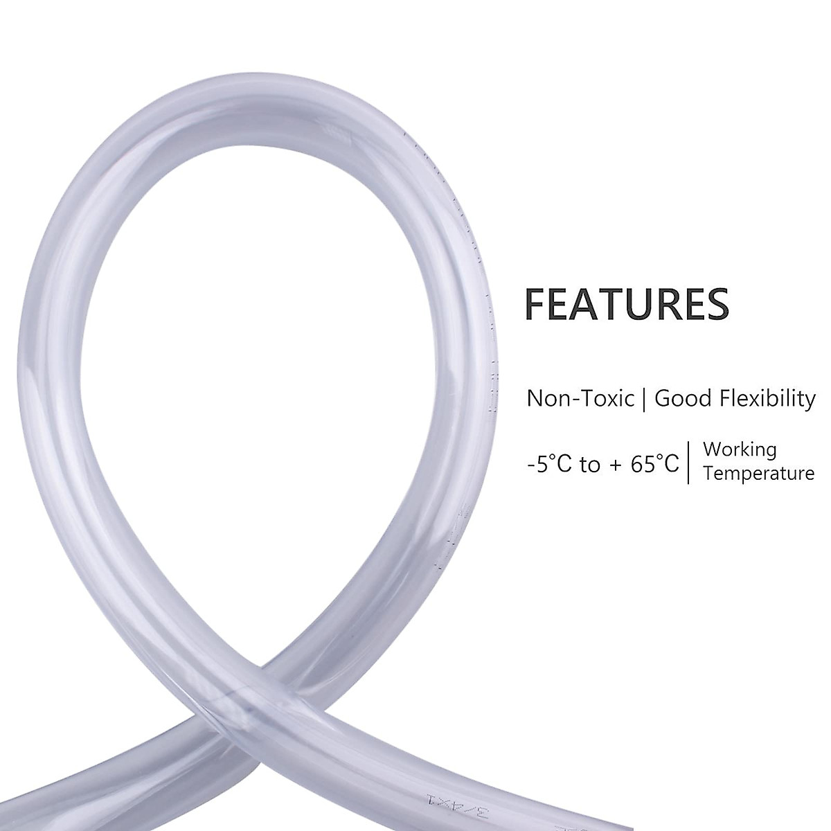 DERNORD PVC Tubing 3/4"ID X 1"OD Flexible Clear Vinyl Hose 50 Feet for Food Grade