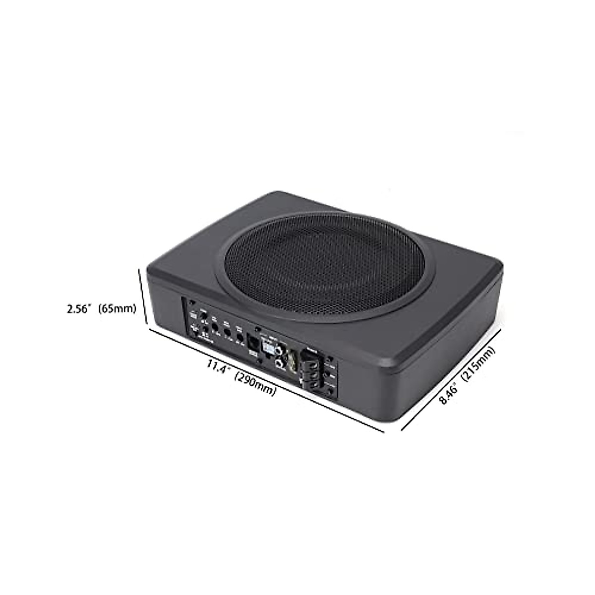 PLINIUS slim subwoofer underseat with amp Active Powered Car- 600 Watts Max Power, Low Profile, 8 Inch Subwoofer, Remote Subwoofer Control, Built in Amplifier, for Truck, Boxes and Enclosures