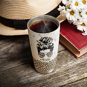 20oz Mom Life Tumbler, Hot Mess Just Doing My Best, Mother, Grandma Gifts, Coffee Thermos for Women, Stainless Steel Double Wall Vacuum Insulated Coffee Mug, Travel Cup with Lid