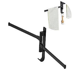 UUS Rotating Towel bar 2 arm Bathroom, Wall Mounted Swing Out Towel Rack with Hook for Bathroom, Kitchen Space Saving, Home, Hote