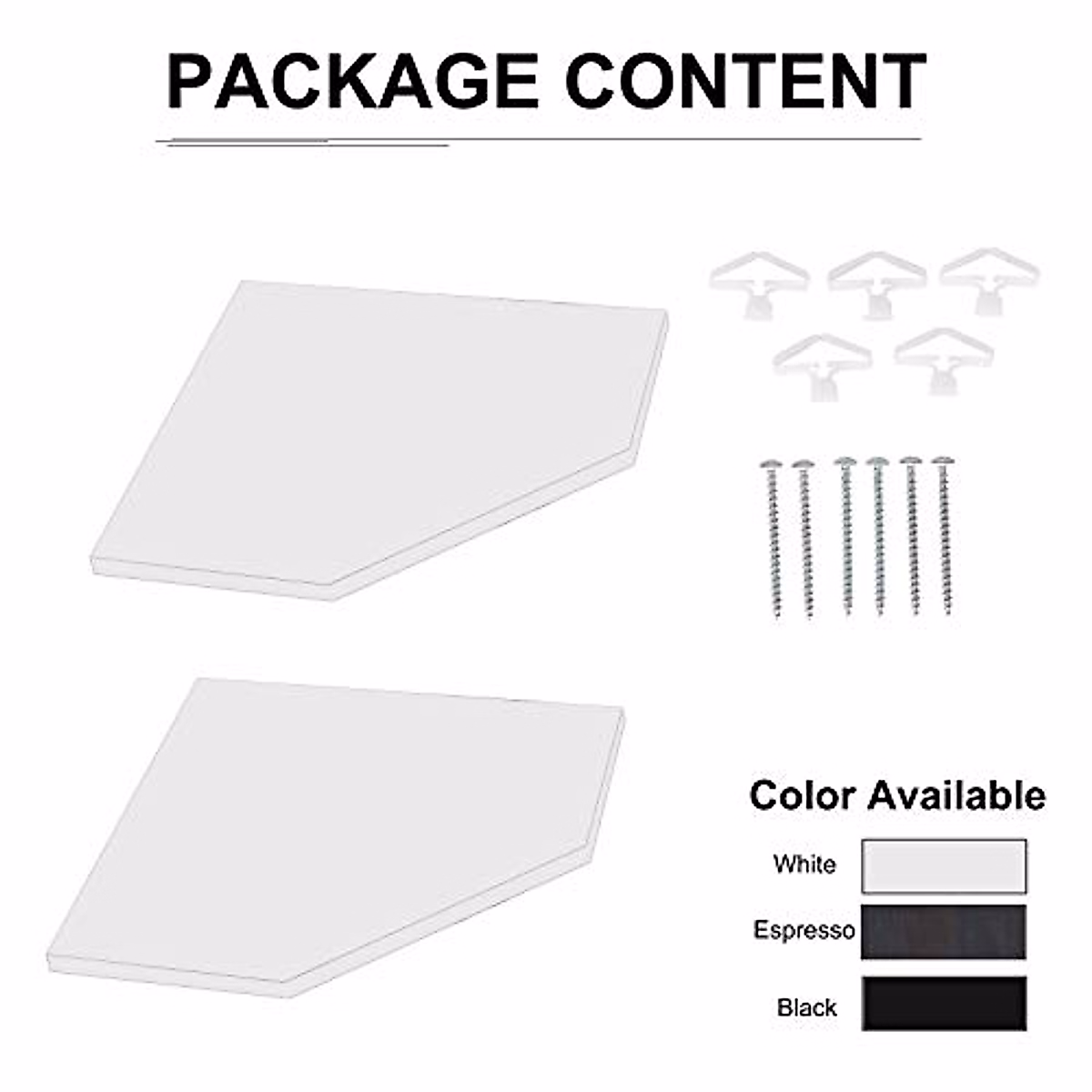 RANK Floating Corner Shelves Wall Mounted Display Organizer Storage Shelf Set of 2 for Bathroom, Bedroom, Living Room, Kitchen, Office and More (White)