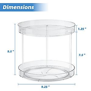 VITVITI 360 Rotating Makeup Organizer for Vanity Countertop, 2-Tier Plastic Bathroom Counter Organizer Storage, Clear Vanity Organizer for Cosmetic/Perfume/Skincare with Turntable, Round